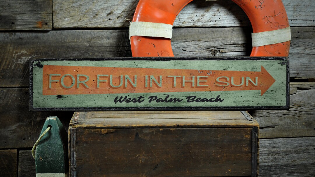 Fun in the Sun Wood Sign, Custom Beach Location Name Sign, Distressed ...