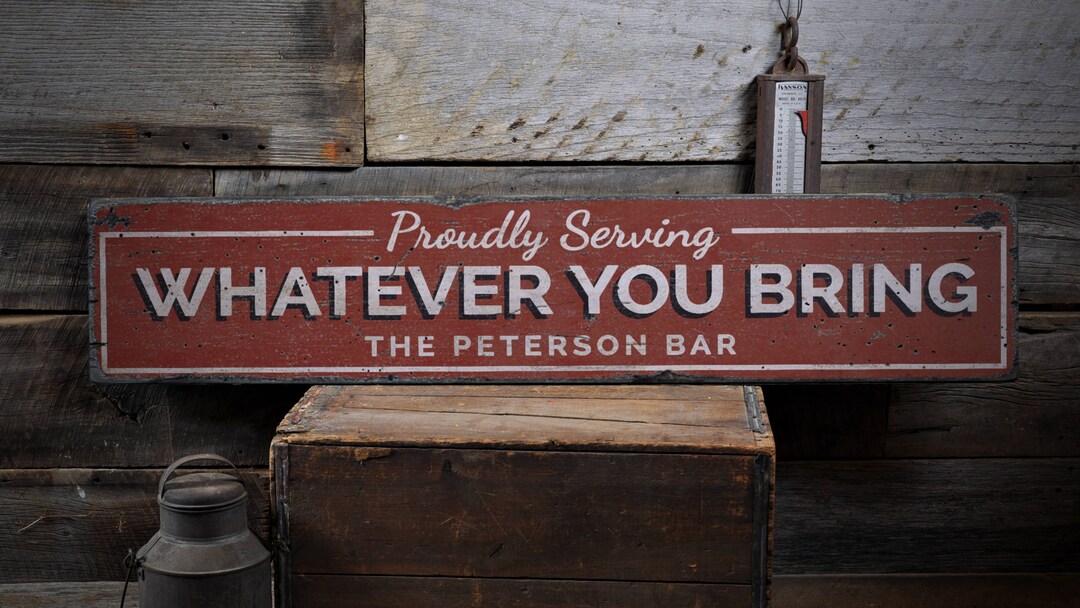 Proudly Serving Sign, Home Bar Decor, Home Bar Sign, Custom Bar Gift ...