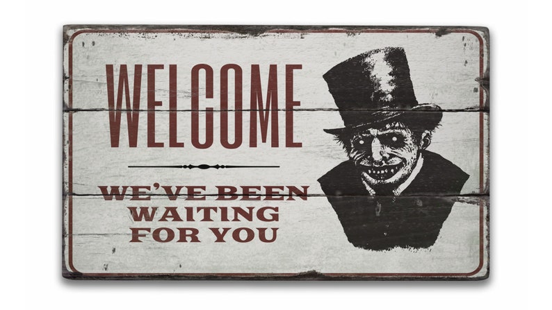 Scary Welcoming Sign Decoration, Halloween Lovers Sign, Wood Scary ...