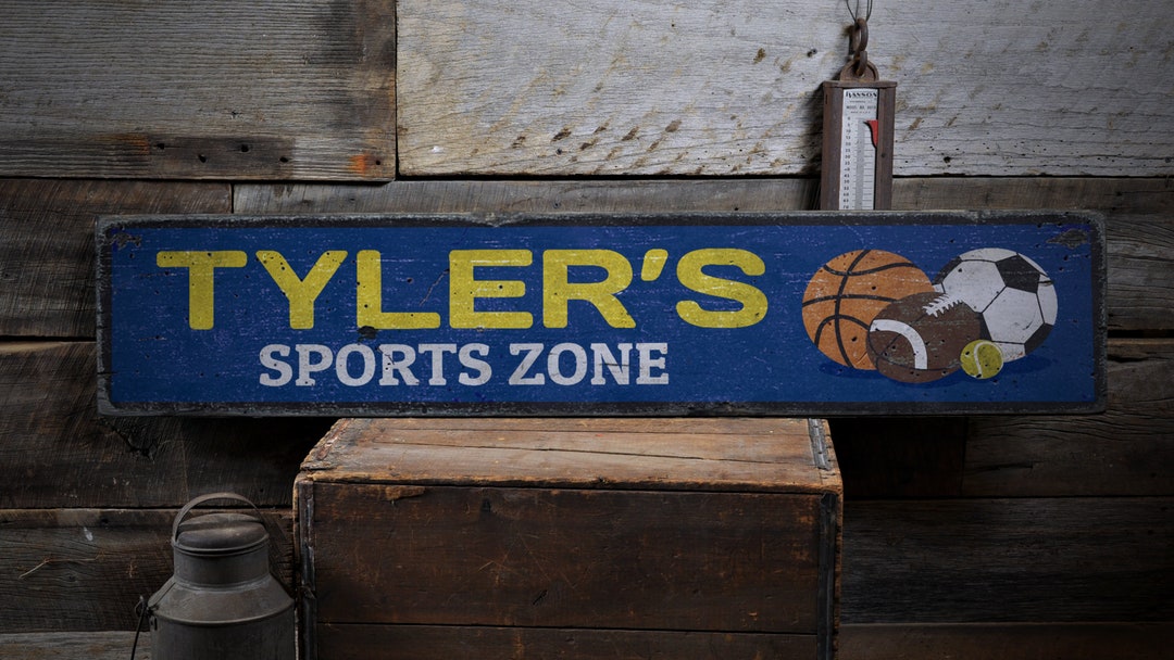 Sports Zone Wood Sign, Sports Lover, Vintage Sports Decor, Sports Kid ...