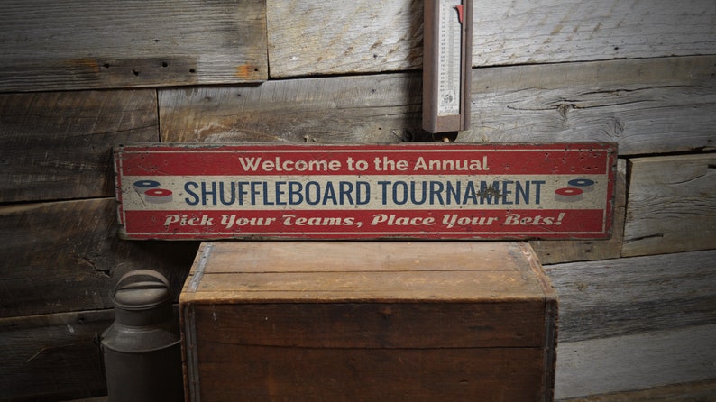 Shuffleboard Tournament Sign, Old Shuffleboard Sign, Game Room Gift ...