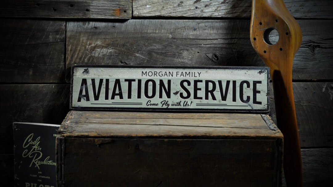 Custom Aviator Pilot Family Aviation Service Sign - Rustic Hand Made ...