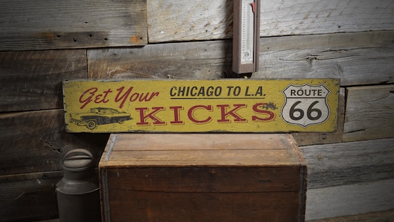 Chicago Route 66 Sign Route 66 Wooden Sign Wood Garage Sign - Etsy