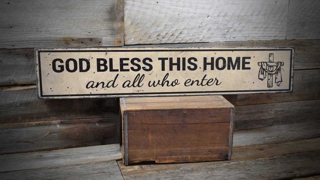 God Bless This Home and All Who Enter Sign, Welcome Sign, Religious ...