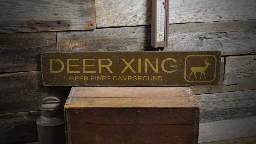 Deer Xing Sign, Wooden Deer Cross Sign, Deer Wooden Gift, Lodge Decor ...