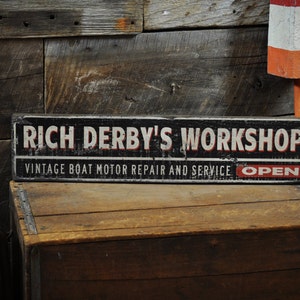 Custom Workshop Boat Motor Sign, Wooden Workshop Decor, Boat Repair ...