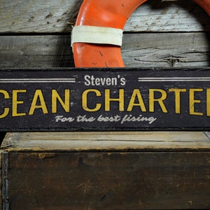 Fishing Sign Ocean Charters Deep Sea Fishing Custom Wood Sign - Fishing ...