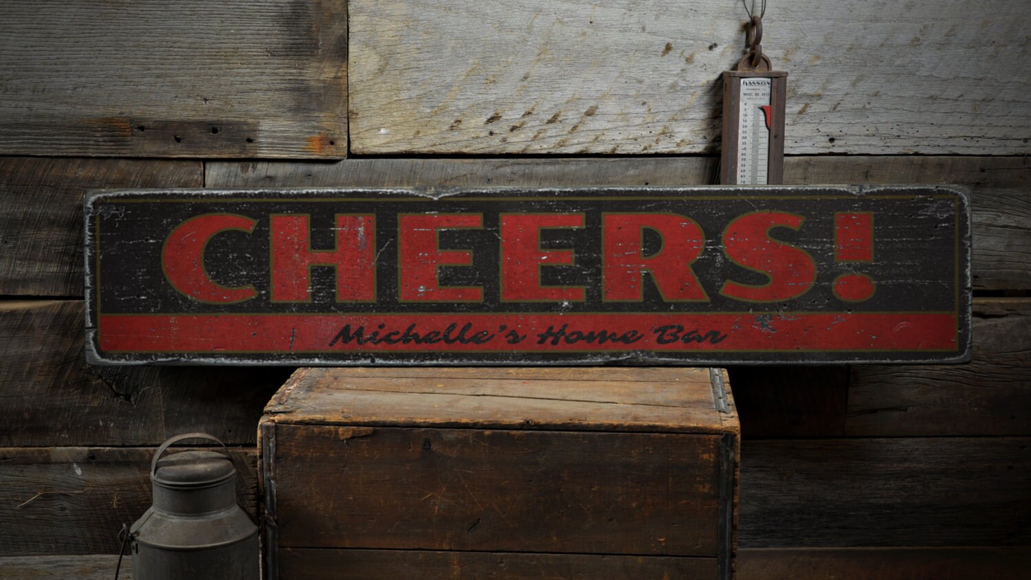 Cheers! Wood Sign, Personalized Bar Owner Bartender Name Sign ...