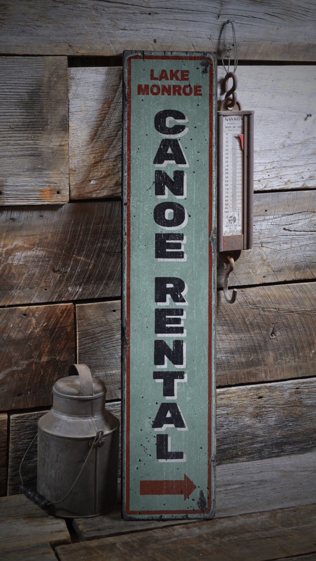 Canoe Rental Sign, Vertical Canoe Sign, Custom Wood Sign for Lake House ...