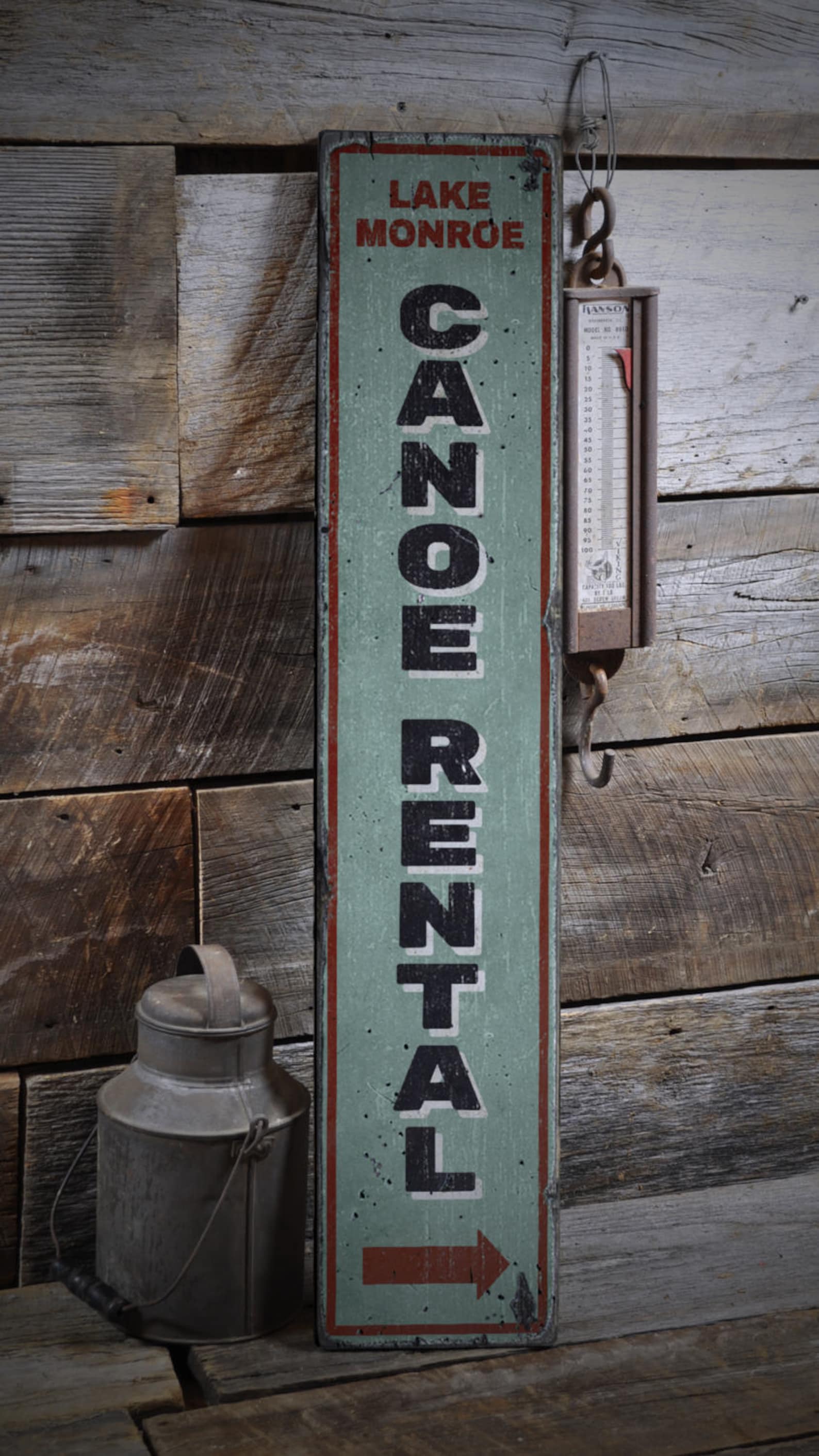 Canoe Rental Sign, Vertical Canoe Sign, Custom Wood Sign for Lake House ...