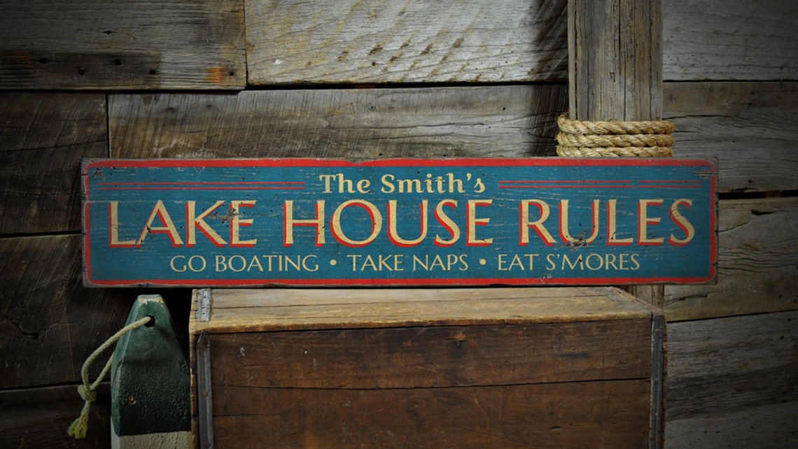 Custom Lake House Rules Sign Rustic Hand Made Vintage Wooden - Etsy