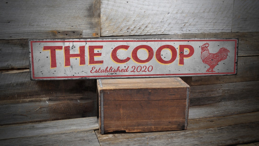 The Coop Sign, Chicken Coop Sign, Established Sign, Hen House Decor ...