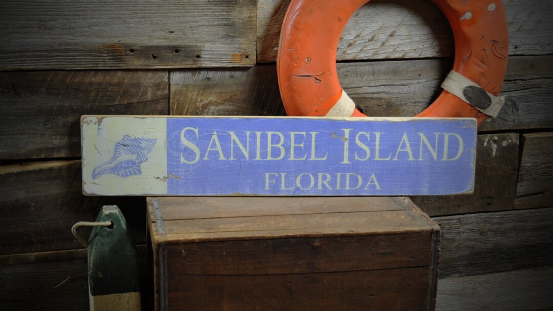 Custom Sanibel Island Beach Sign - Primitive Rustic Hand Made Vintage ...