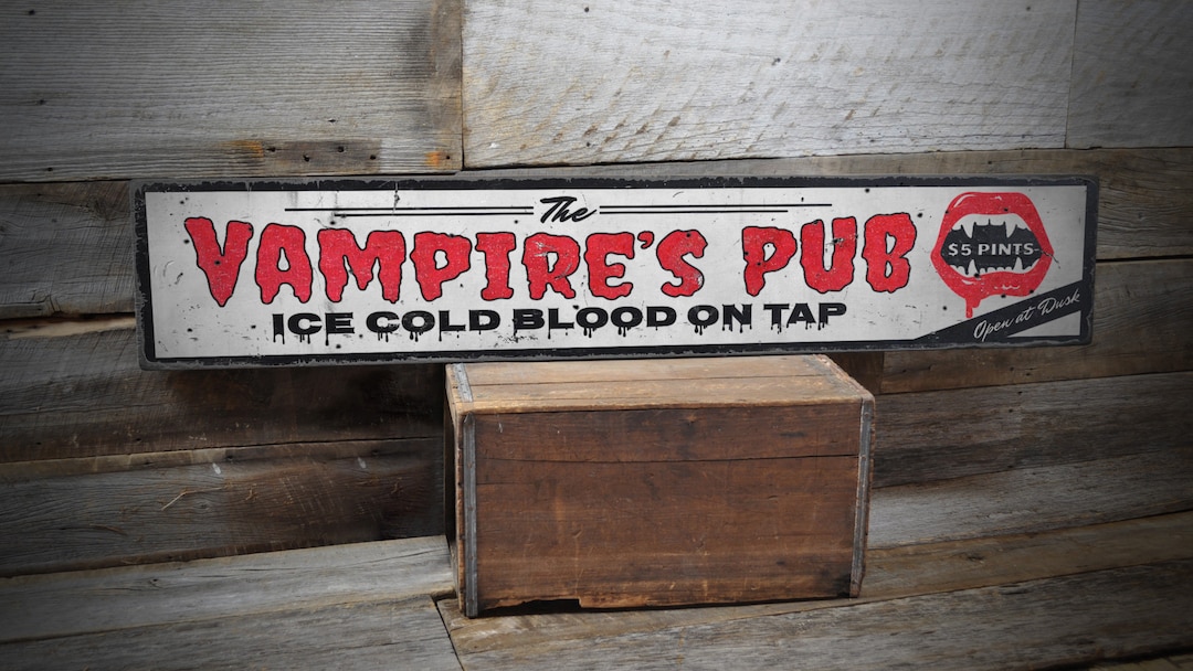 Vampire Pub Sign, Spooky Vampire Sign, Vampire Decor, Halloween Wall ...