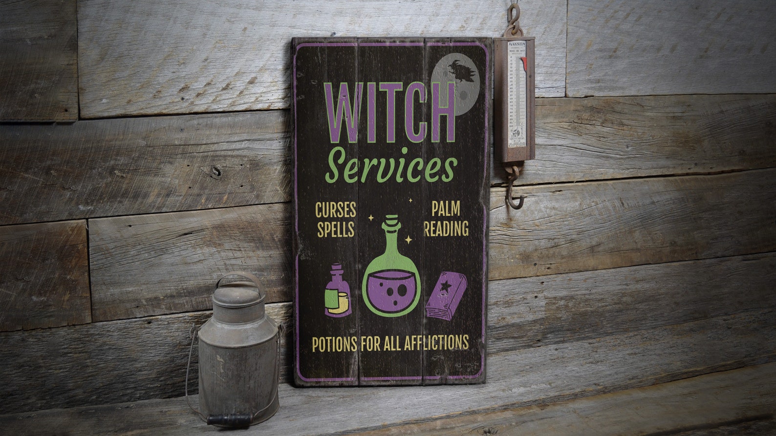 Witch Services Sign, Halloween Potion Making Sign, Wood Scary Decor ...