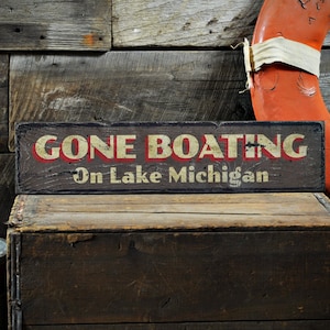 Custom Gone Boating Lake House Sign - Rustic Hand Made Vintage Wooden ...