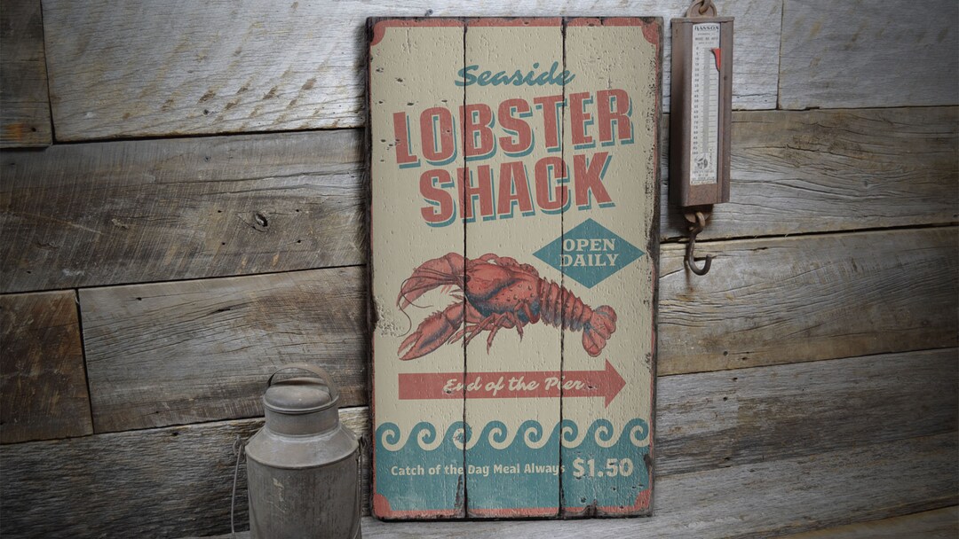 Lobster Shack Sign, Lobster Eating, Wooden Lobster Sign, Beach Dream ...
