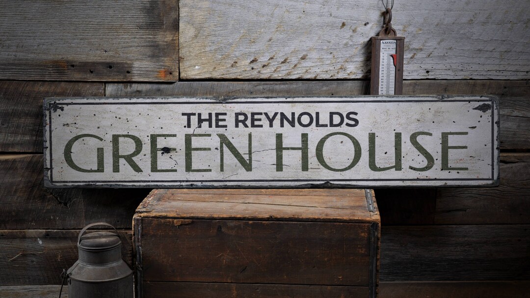 Green House Sign, Wood Family Garden Sign, Green House Decor, Green ...
