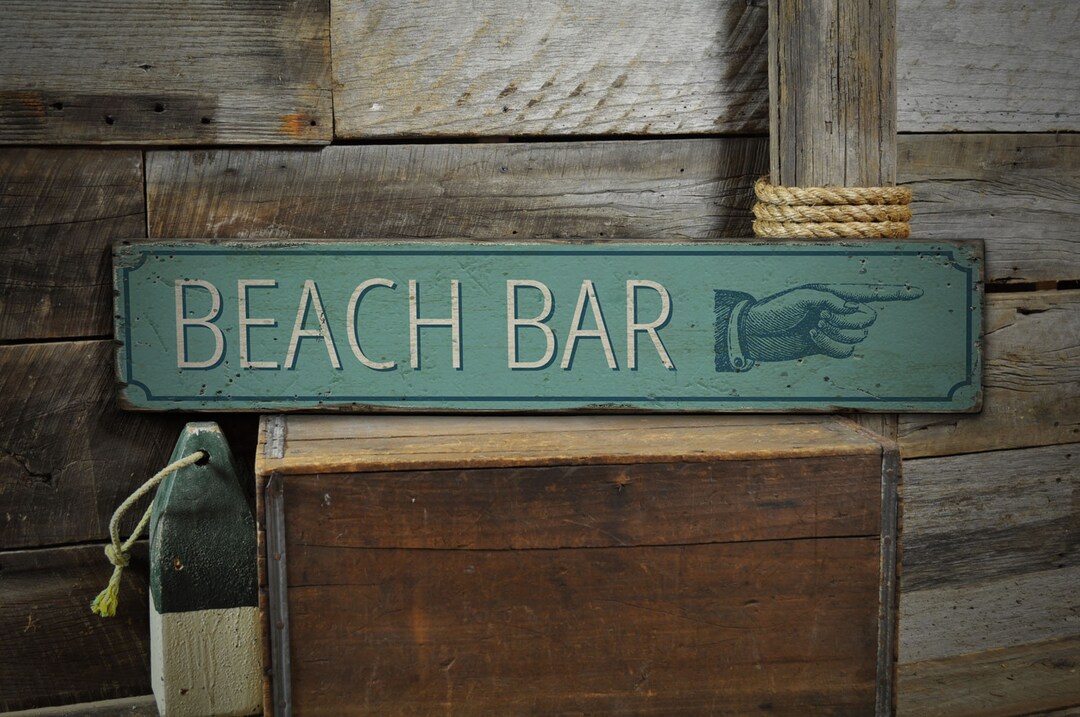 Beach Bar Sign, Beach Lovers Here, Old Wooden Beach Sign, Wood Beach ...