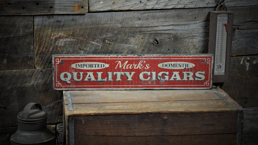 Custom Quality Cigar Smoke Room Sign - Rustic Hand Made Vintage Wooden ...
