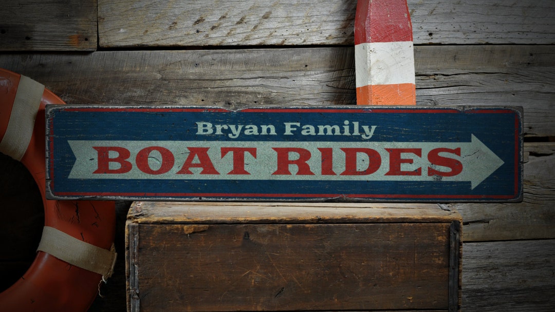 Boat Rides Wood Sign, Custom Family Name Sign, Personalized Boating ...