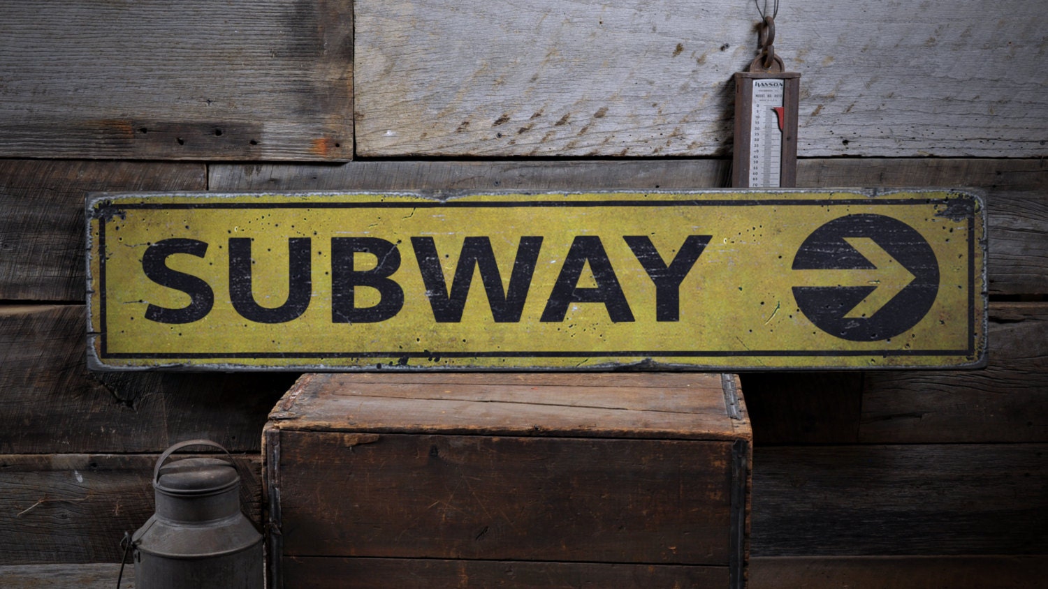 Subway Arrow Wood Sign, Personalized Transportation Direction Gift ...