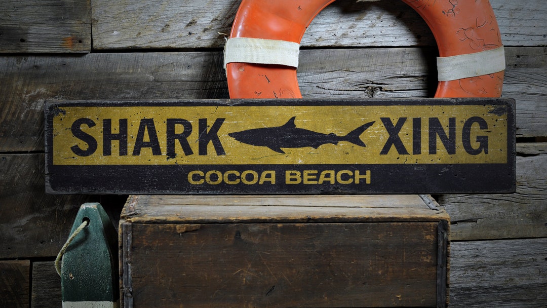 Shark X-ING Wood Sign, Custom Beach Sign, Shark Lover, Beach House ...
