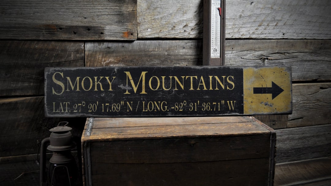 Custom Smoky Mountain Lat & Long Sign - Rustic Hand Made Vintage Wooden ...