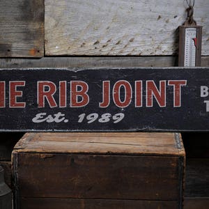 The Rib Joint Sign, Custom Est Date Sign, BBQ Ribs Decor, Grill Master ...
