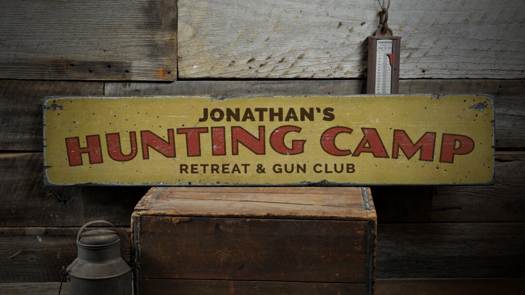 Hunting Cap Retreat & Gun Club Wood Sign, Custom Hunter Name Gift ...