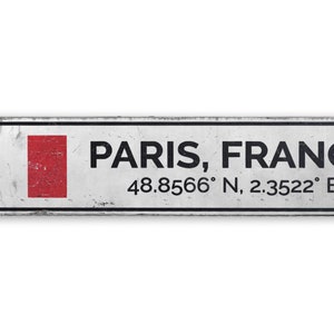 Paris France Coordinates Sign, Latitude Longitude Sign, Flag of France ...