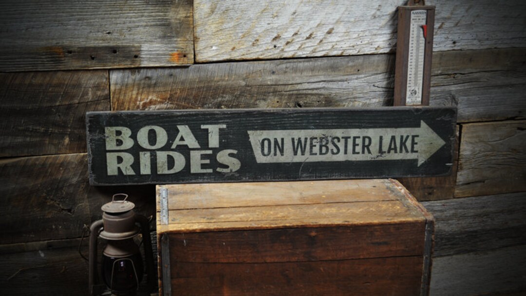 Custom Boat Rides Lake House Sign - Rustic Hand Made Vintage Wooden ...