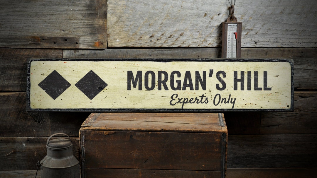 Double Back Diamond Experts Only Ski Wood Sign, Personalized Skier Name ...