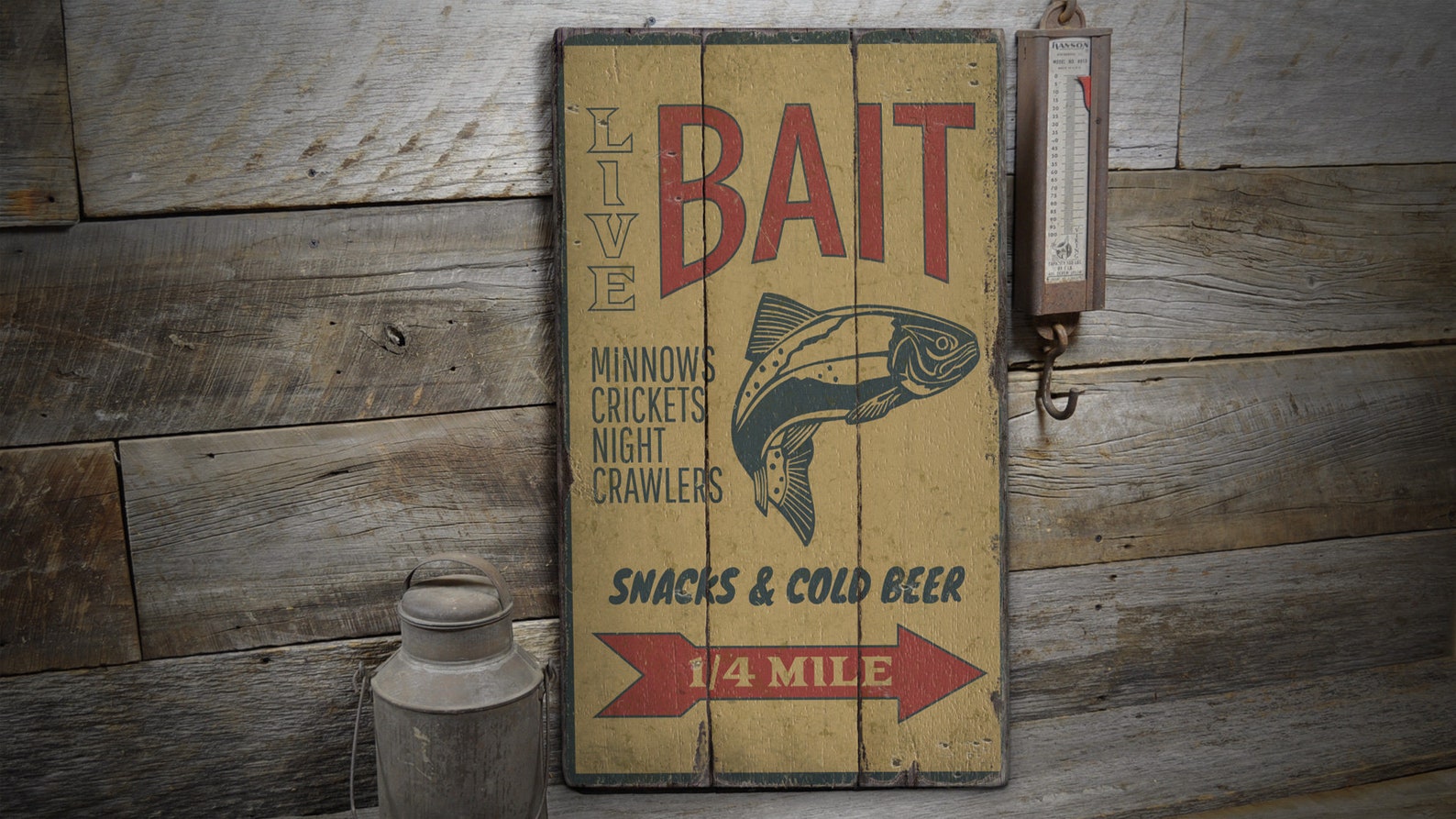 Bait Fishing Sign Wood Fishing Shop Sign Wood Lake Gift - Etsy