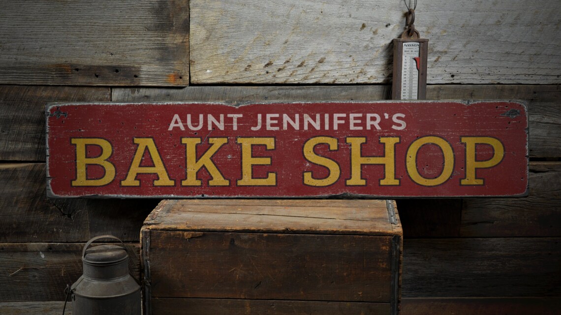 Bake Shop Wood Sign Personalized Baker Name Kitchen Sign - Etsy