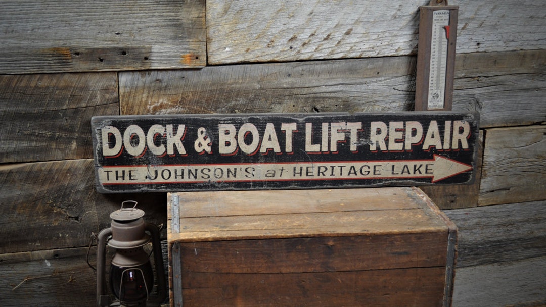 Custom Dock & Boat Lift Repair Sign, Boat Lift Decorations, Boat Lift ...