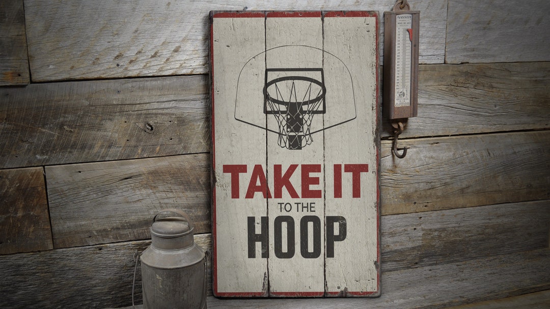 To the Hoop Sign, American Basketball Decor, Basketball Sign, Wood ...