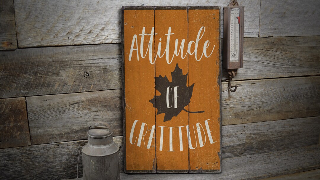 Gratitude Signs, Wooden Attitude Sign, Fall Leaves Sign Decor, Wood ...