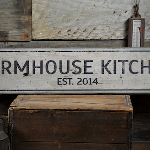 Farmhouse Kitchen Wood Sign, Personalized Since Established Date Year ...