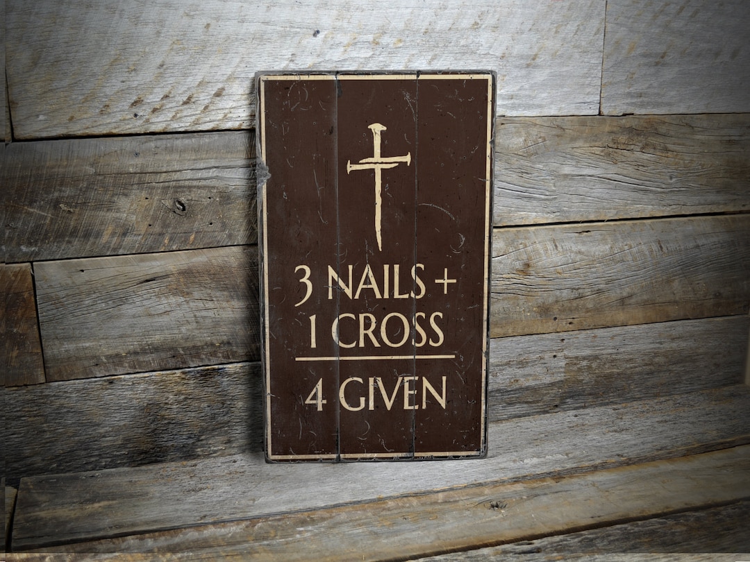 3 Nails 1 Cross Sign, Christian Home Decor, Easter Decor, Jesus Saves ...