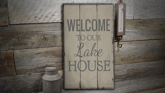 Lake House Sign House On Lake Sign Lakeside Decor Lakeside | Etsy