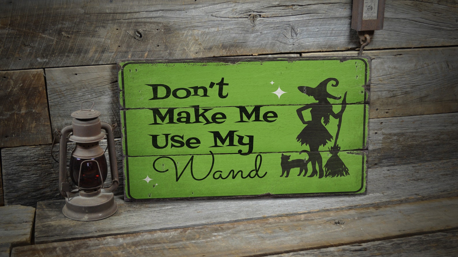 Witch Wand Sign, Scary Witch Sign, October House Sign, Wood Scary Decor ...