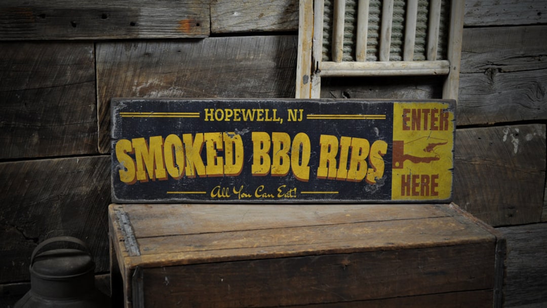 Custom City Smoked BBQ Ribs Sign, Good Rib Location, Smokehouse Decor ...