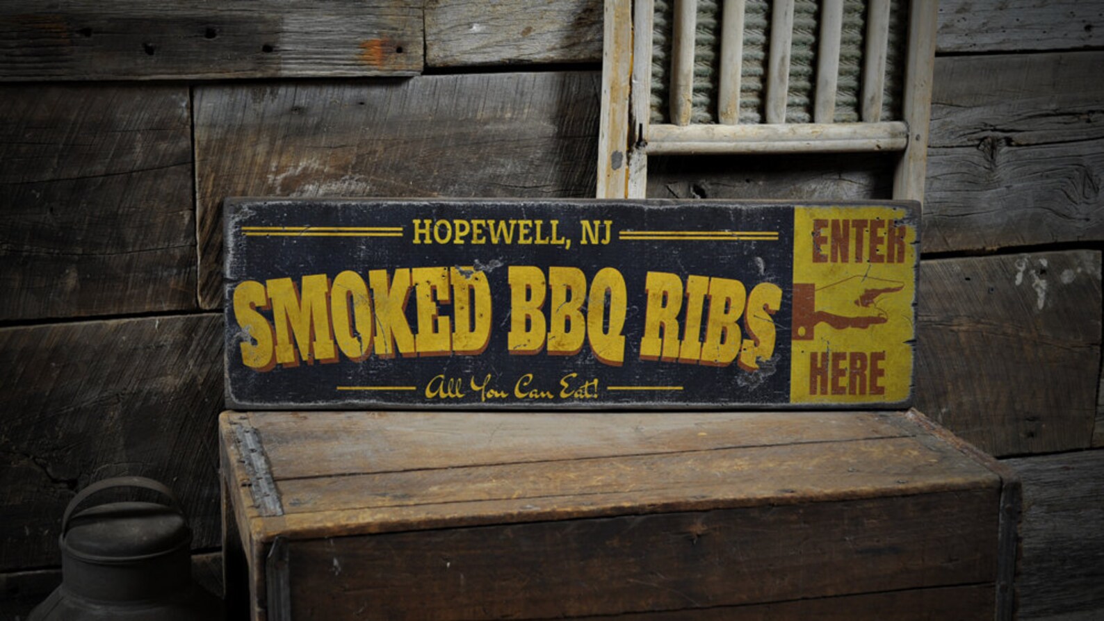 Custom City Smoked BBQ Ribs Sign Good Rib Location - Etsy
