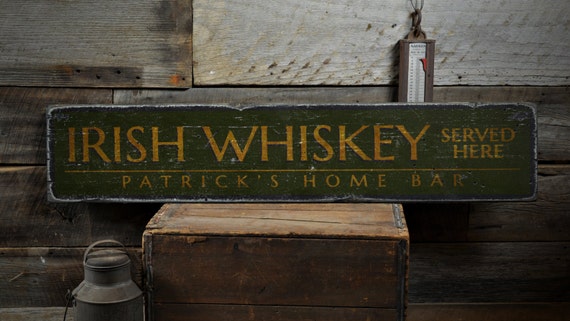 Irish Whiskey Served Here Wood Sign Custom Home Bar Owner - Etsy