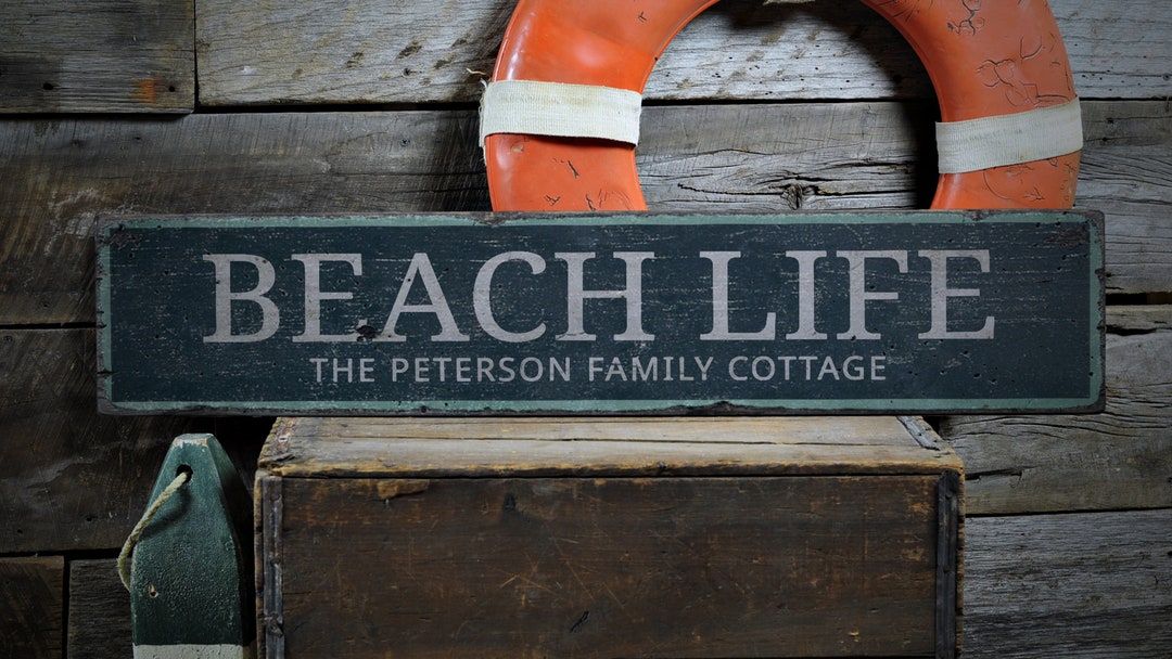 Beach Life Decor, Wood Beach Sign, Custom Family Cottage Sign, Beach ...