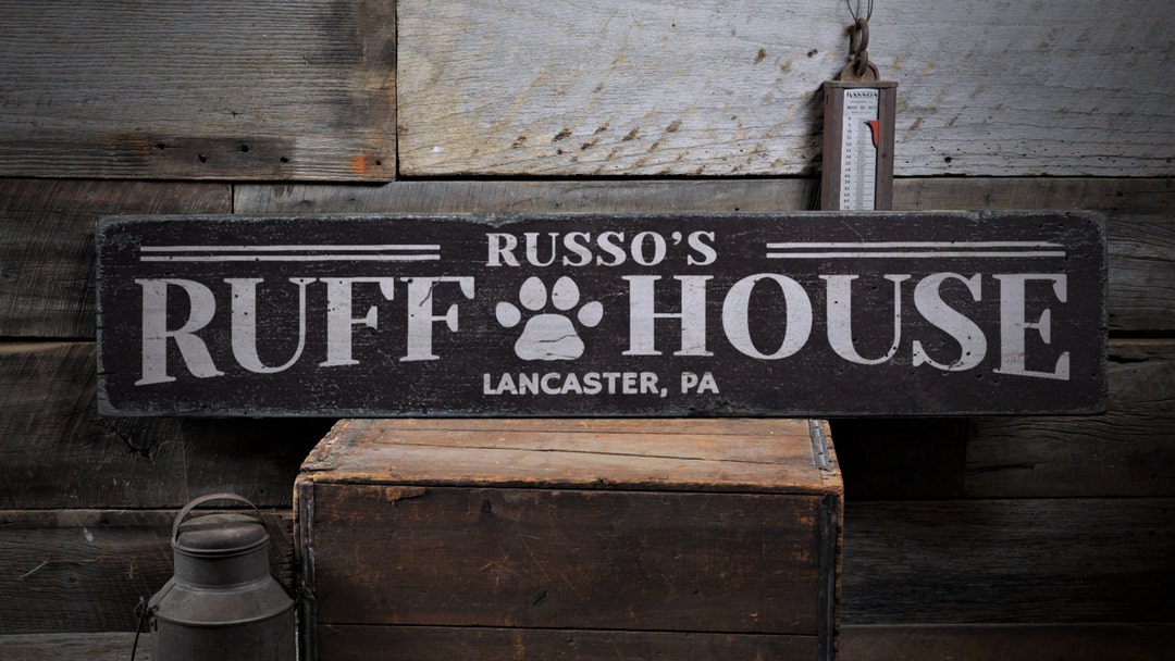 Ruff House Sign, Dog House Decor, Dog House Sign, Custom Dog Sign, Wood ...