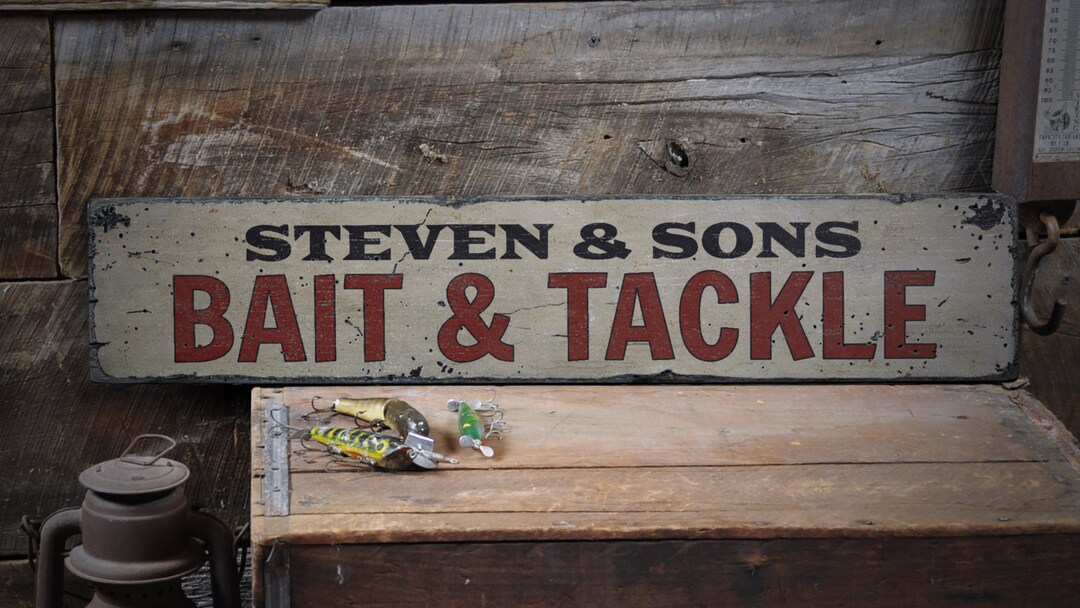Bait and Tackle Wood Sign, Bait Tackle Decor, Custom Bait Shop Sign ...