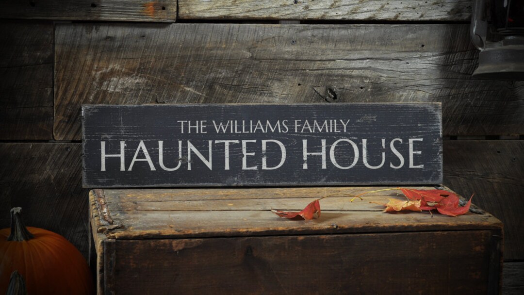 Custom Family Haunted House Sign - Rustic Hand Made Halloween Wooden ...