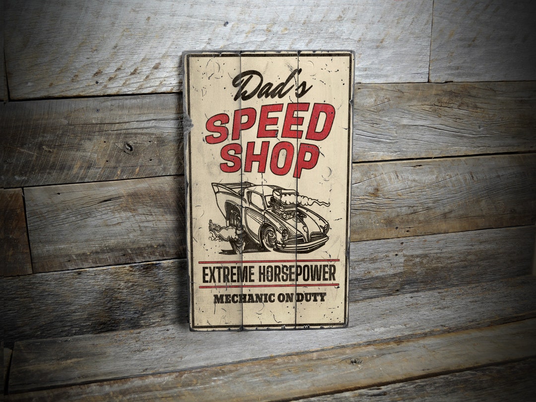 Speed Shop Sign, Vintage Garage Decor, Retro Mechanic Shop, Custom ...